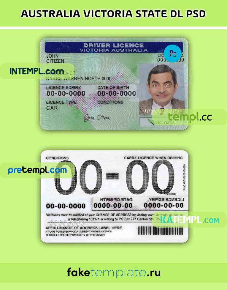 Australia Victoria driving license PSD download template, version 2 ...