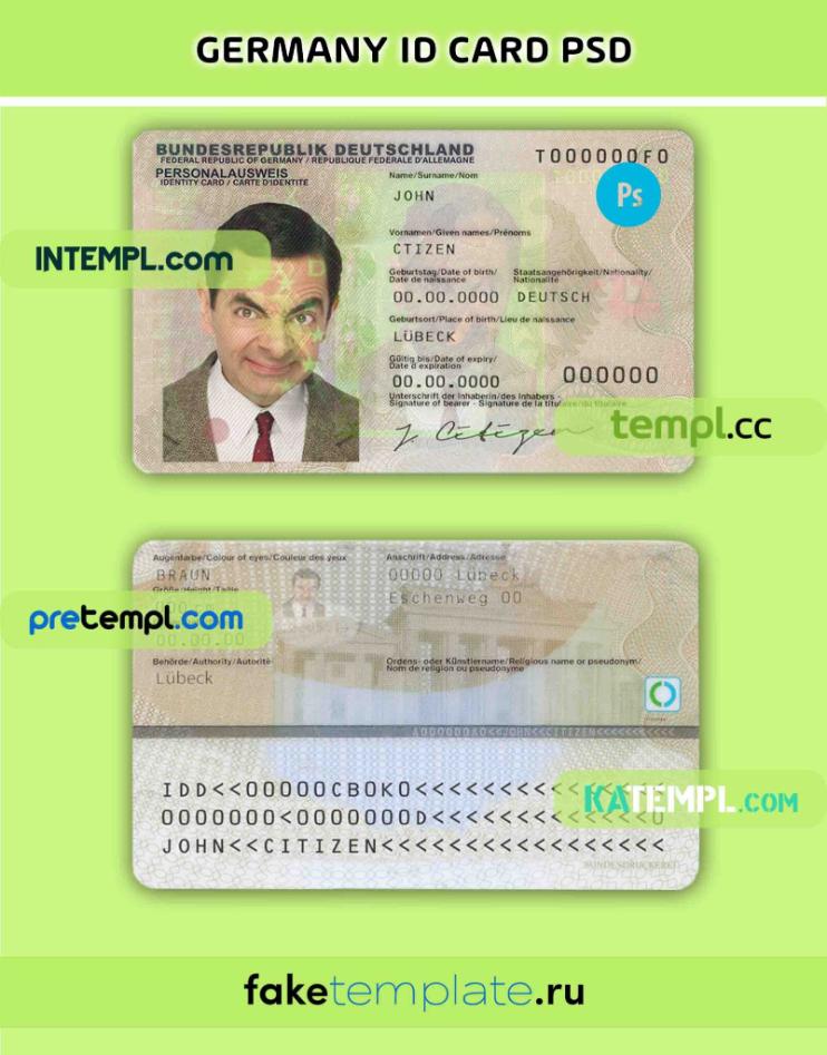 Germany identity card PSD download template
