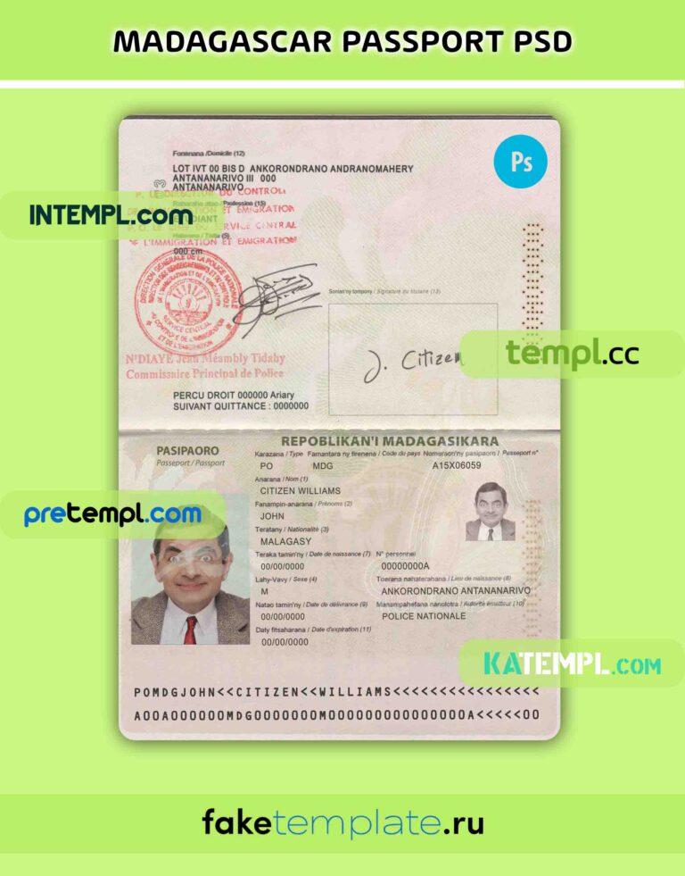 Madagascar passport PSD download template – Intempl