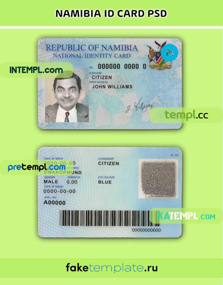 Namibia identity card PSD download template