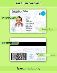 Palau identity card PSD download template – Intempl