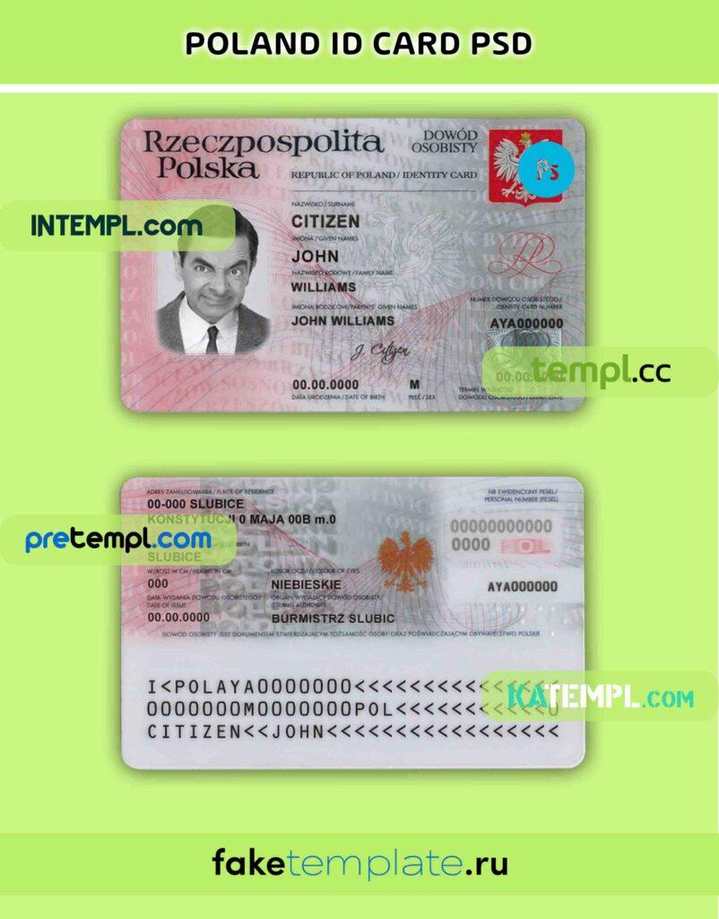 Poland identity card PSD download template