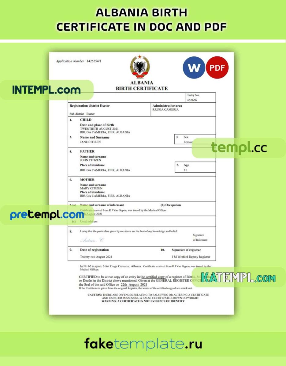 Uganda birth certificate PSD download template