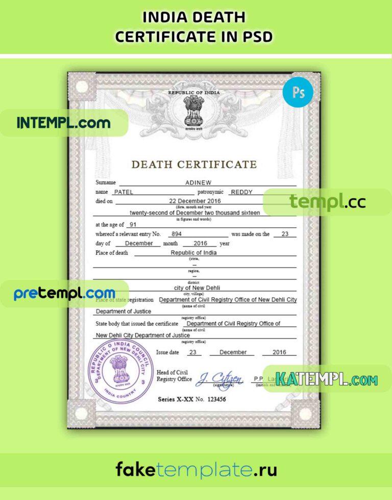 India death certificate PSD download template – Intempl
