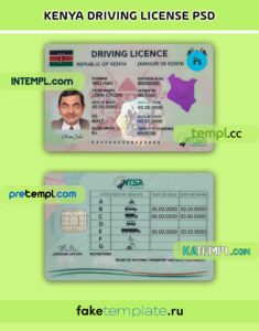 Kenya driving license PSD download template