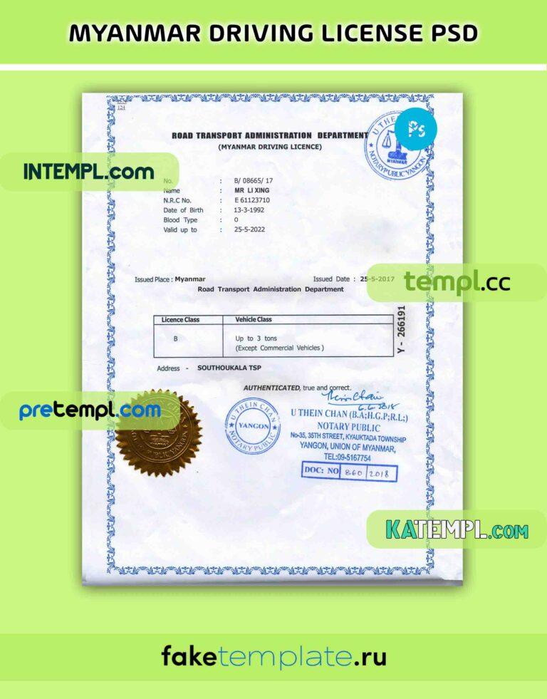 driving license PSD template, photoshop file, instant delivery