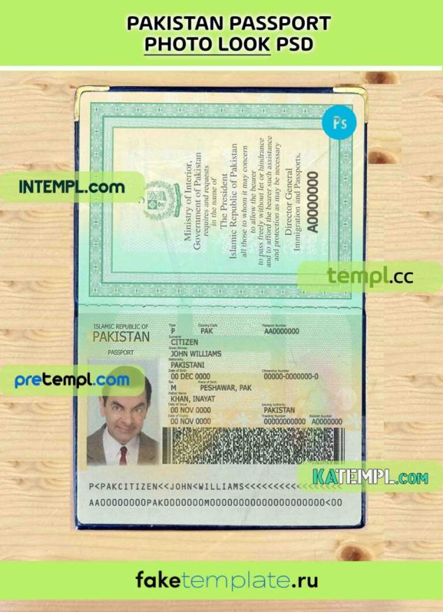 Pakistan passport PSD download scan and photo look templates – Intempl