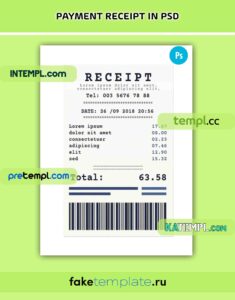 RECEIPT sample PSD download template